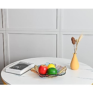 SZHQYG 11inch Diameter Crystal Glass Colorful Fruit Bowl, Multi-color Classic Tray,Tabletop for Dessert Plate Art Flower-shaped Design