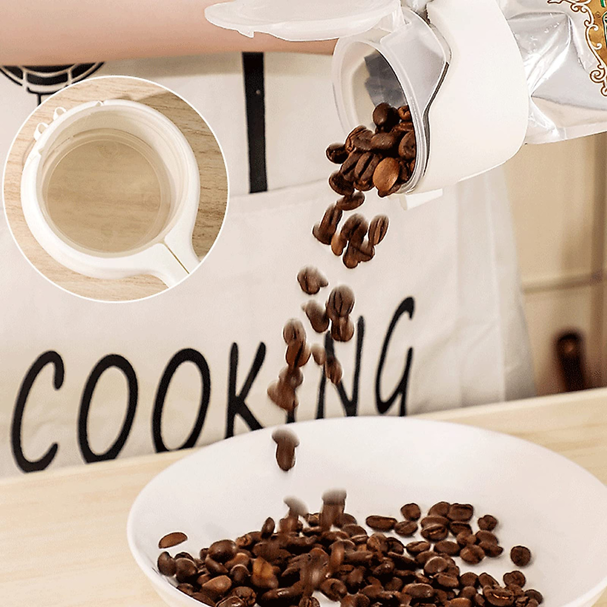 Sscon 4Pcs Food Storage Sealing Clips Plastic Food Bags Clips with Pour Spouts for Snack,White