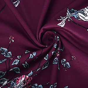 Womens Tunic Tops to Wear with Leggings Casual Relaxed Fitted Short Sleeve Floral Summer Tops for Women T Shirts (XX-Large, WineF)