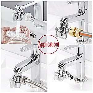 Brass Faucet Diverter Valve Adapter, Swich Faucet Adapter Aerator Valve Diverter to Connect Washing Machine, Shower Garden Hose (NPT M24mm Inlet x Quick Connector Outlet)