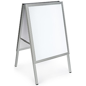 Displays2go Illuminated Sandwich Boards, Double Sided, Aluminum Construction, PVC Lens – Silver Finish (LEDABRD28)