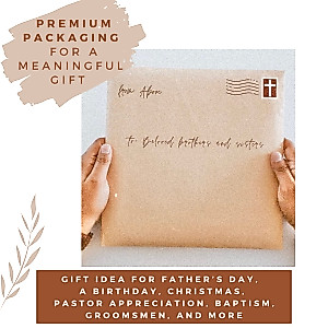 Cross Leather Valet Tray for Men with Scripture Included | EDC Dump Tray Catholic First Communion Gifts for Boys, Christian Gifts for Dad, Thoughtful Gifts for Men