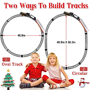Train Set for Boys Girls - Electric Toy Train Including Passenger Coach with Lights, Steam Locomotive with Realistic Sounds & Headlight, Coal Car - Christmas Train Sets Under The Tree, Gift for Kids