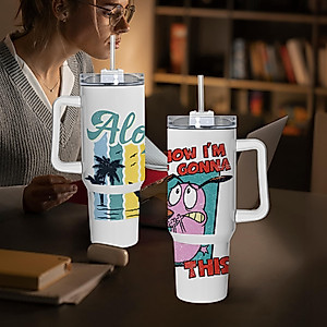 sweet grain 40oz Sublimation Tumbler with Handle and Straw Lid, 12 Pack Double Wall Vacuum Reusable Stainless Steel Insulated Water Bottle Travel Mug Cup, White, DIY Gift