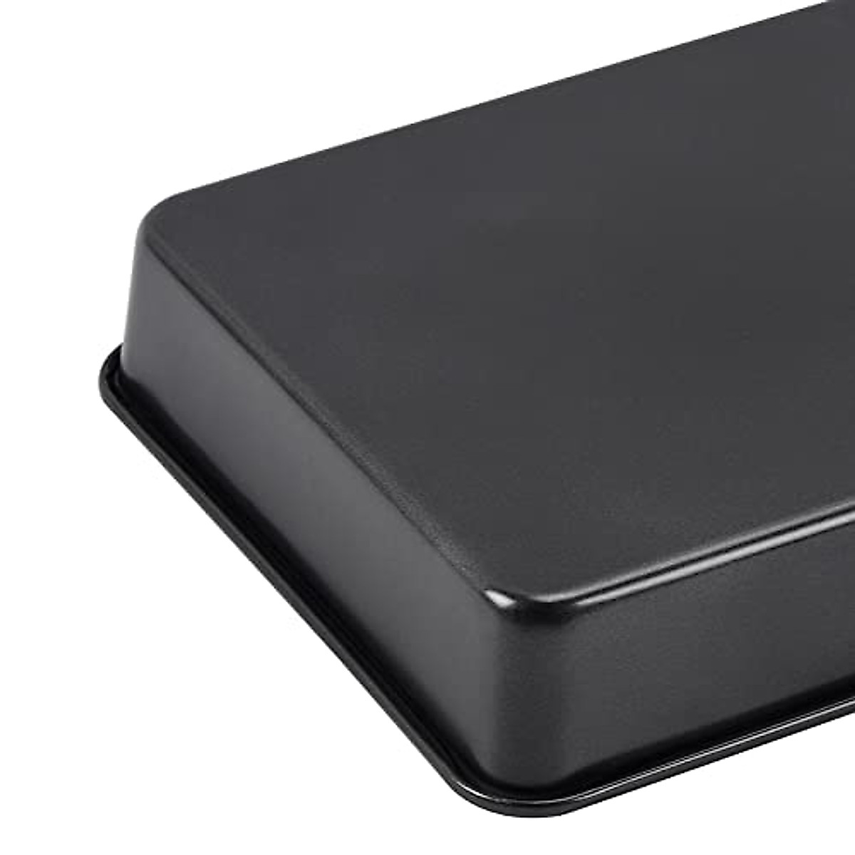 CAMOFOXIN Nonstick Roasting Pan, Deep Baking Pan Set, Large Cake Pan Sets for Oven, 3-Piece Brownie Pan （Black）