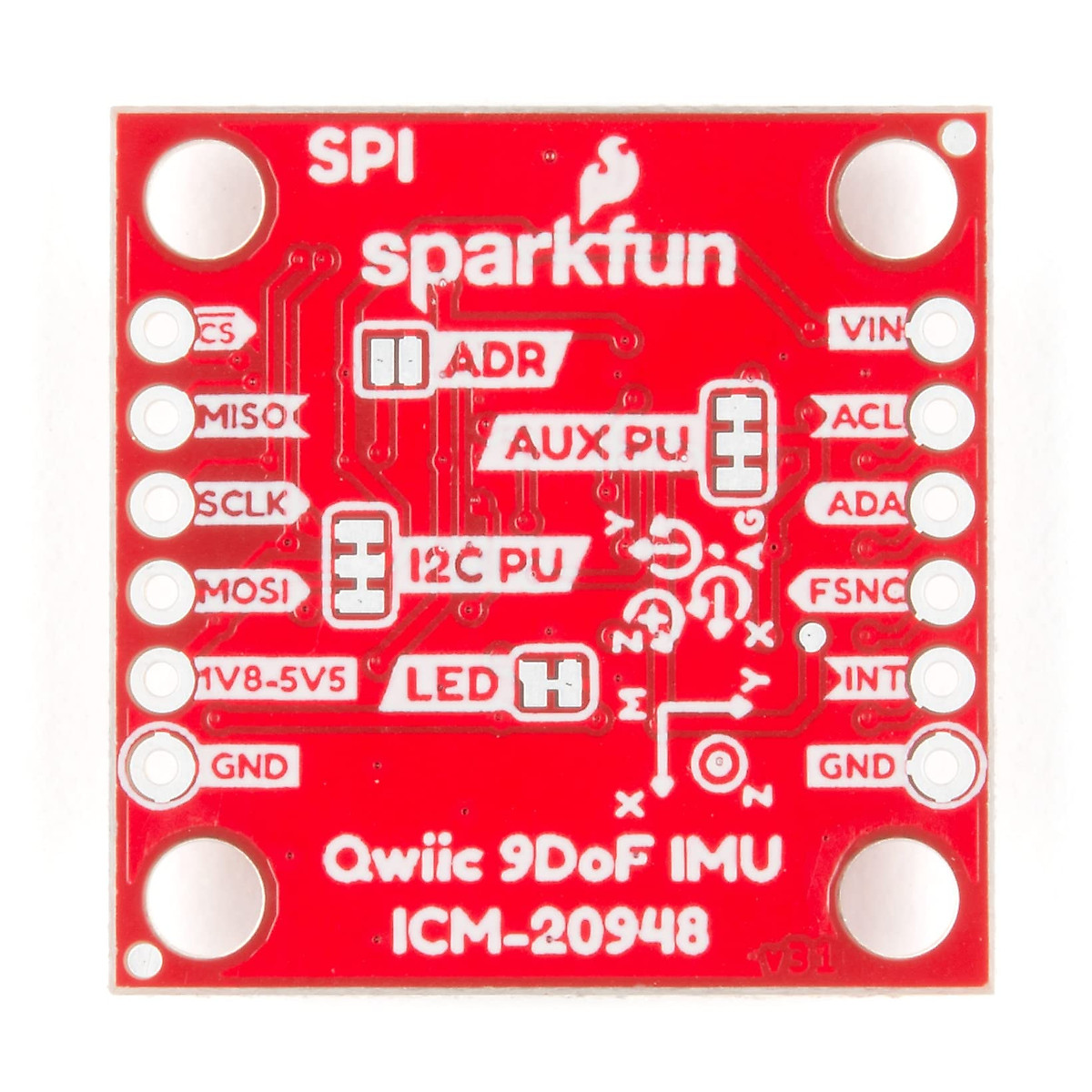 SparkFun 9DoF IMU Breakout-ICM-20948 Low Power I2C & SPI Enabled 9 axis Motion Tracking Includes Logic Shifter Qwiic Connection GPIO pins Digital Motion Processor Accelerometer Gyroscope Magnetometer