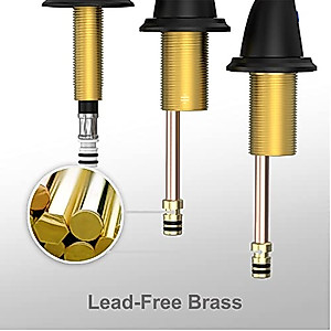 Bathroom Faucets for Sink 3 Hole, 8 inch Widespread Bathroom Faucet Matte Black Bath Faucet Brass 2 Handle Bathroom Sink Faucet with Pop Up Drain and Supply Hoses, 3 Hole Bathroom Faucet