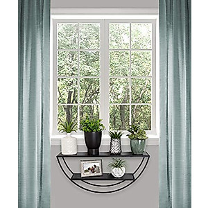 Kate and Laurel Tancill Modern Wall Shelf, 26 x 11, Black, Chic Two-Tier Half-Circle Shelf for Wall