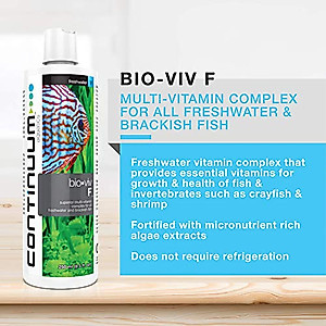 Continuum Aquatics Bio Viv F - Liquid Multivitamin Supplement for Health and Growth of Freshwater and Brackish Fish, 500-ml