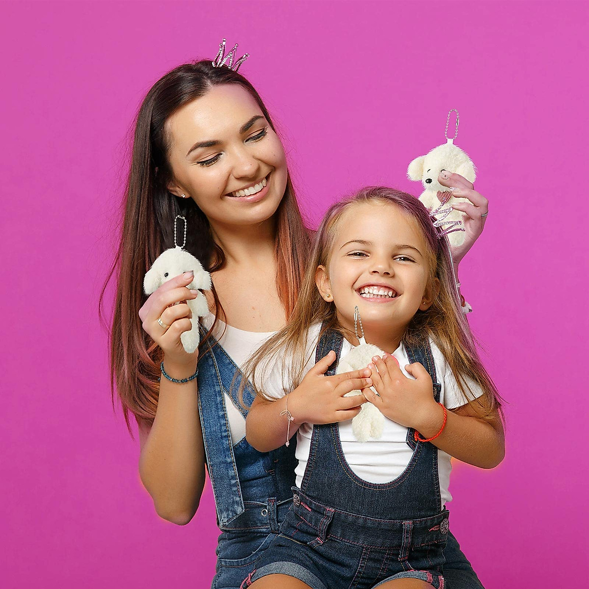 Civaner 24 Pcs Valentine's Day Mini Plush Stuffed Animal Toys Tiny Pendant dog Bear Doll for DIY Keychain Birthday Wedding Xmas Decorations Party Favor Backpack Handbag Accessory (Dog with Heart)