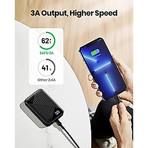 EAFU Portable Charger, Compact 10000mAh USB C Power Bank, Triple 3A High-Speed External Battery Pack with Flashlight for iPhone 14 13 12 11 X Pro 8 Plus Samsung S20 S10 Note20 Google LG iPad Tablet