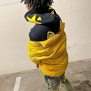 Sunwittafy Y2k Hoodie Men Women Star Zip Up Hoodie Letter Print Harajuku Oversized Sweatshirt Grunge Jacket Streetwear D-yellow