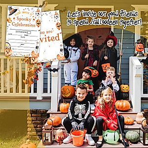 EUFJDKSL Halloween or Costume Party Invitations Pumpkin Ghost Monster Cute Trick or Treat Box or Treat for Kids Halloween Birthday Party or Adult Party 25 Fill-in Cards with Envelopes - 4"X6" (HM415)