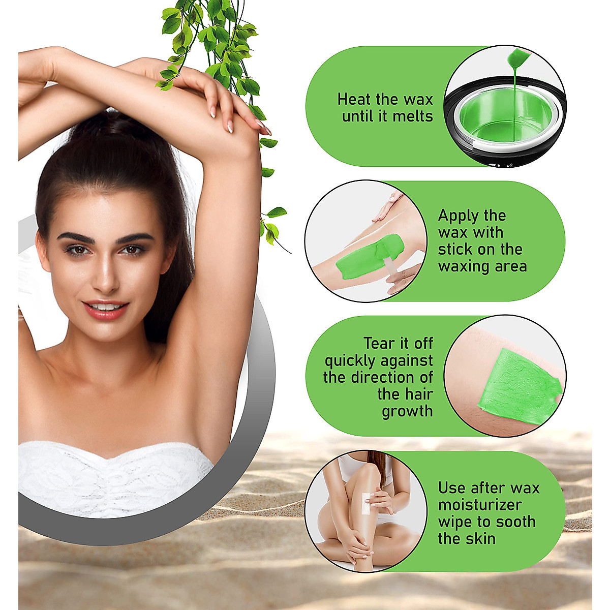 Lushlass Hard Wax Beads Hair Removal Wax for Coarse Hair 2.5LB - Painless Wax Beans Hair Removal Waxing Beads All Skin types