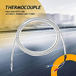 K Type Thermocouple Sensor Probes, Waterproof 2 Wire PTFE K Type Thermocouple Length 300cm/118.1inch Temperature 0-200