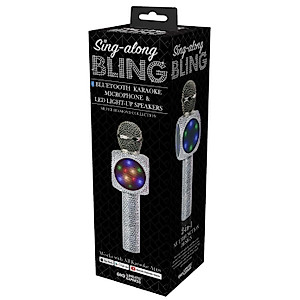 Wireless Express - Sing-Along Bling Bluetooth Karaoke Microphone and Bluetooth Stereo Speaker All-in-One (Silver Bling)