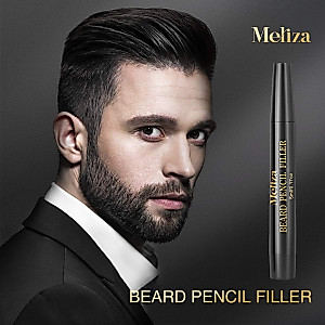 Beard Pencil Filler,Meliza Beard Pen,Waterproof Proof & Sweat Proof,Beard Pencil Filler for Men Long Lasting Coverage Natural Finish Beard Pencil (Black)