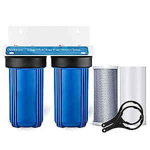 Geekpure 2 Stage Whole House Water Filter System with 10-Inch Blue Housing-1" Port