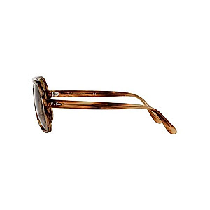 Ray-Ban Rb4357 Powderhorn Aviator Sunglasses, Striped Havana/Brown, 58 mm