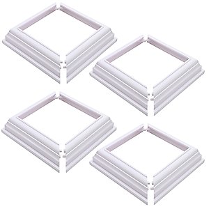 4pcs True 4 * 4inch Split Style Vinyl Fence Post Skirt/White Color PVC Post Cover/Skirt Shoe for Hand and Stair Rails, Two-Piece England Base Post Trim Ring Skirt Railing