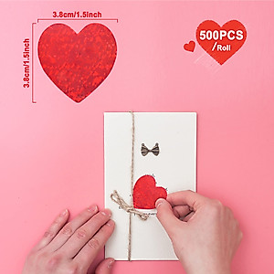 500 Pieces 1.5 Inch Valentine's Day Stickers Roll - Red Heart Stickers Self-Adhesive Love Decorative Seal Labels for Valentines Day or Wedding Decorations Accessories Party Favor Supplies (Style A)