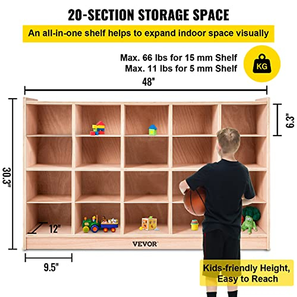 Happybuy 20-Section Cubbies for Classrooms, Cubby Storage Cabinet, Classroom Cubbies, Compartment Storage Cabinet, Classroom Furniture for Home, School, Kindergarten