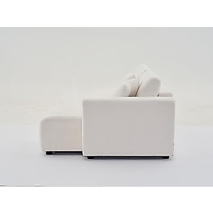 ERYE Oversized 2-Piece Right Facing Sectional Sofa Couch for Living Room, 104-Inch L-Shaped Wool Upholstered Channel Tufted Convertible Sofa&Couch with Left Chaise Daybed and Pillows