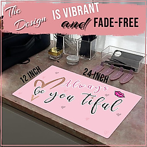 Makeup Mat for Vanity Top Protector, 24x12, Heat Resistant Vanity Mat, Vanity Organizer Mat, Vanity Desk Protector Mat, Dual-Sided, Oilproof, Dustproof, Perfect for Makeup Lover Gift, Sixteen Gifts