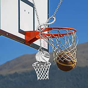 FUSTMW Basketball Necklace Basketball Hoop Pendant Basketball Lover Players Gifts Basketball Jewelry Team Gifts (Basketball Y Necklace)
