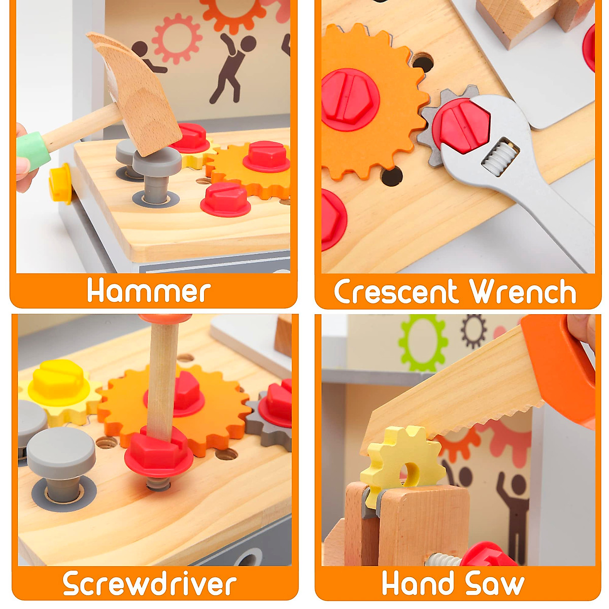 Montessori Mama Kids Tool Set Montessori Toys for 3 Year Old Boys Girls | Construction Toys Tool Set | Real Tools for Kids Toys for 3+ Year Old Boys Girl | Gifts for 3 Year Old Boys