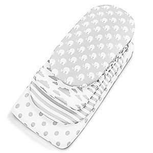 Bassinet Bed Sheets – Premium Bassinet Fitted Sheets 4 Pack – 100% Jersey Knit Cotton Cradle Sheets – Bassinet Bedding for Standard Size Oval or Halo Bassinet Pads – Bassinet Sheet for Boy & Girl