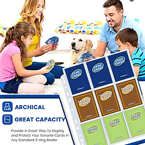 Fabmaker 36 Pack Trading Card Sleeve Pages, Holds 648 Cards, 9 Pocket Trading Card Storage, 11 Holes Card Sleeves Binder Sheets Fit 3 Ring Binder for MTG, Sport Card, Game Card, Business Cards, Coupon