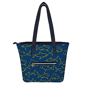 Swimming Shark Women's Tote Bag PU Leather Shoulder Bag Handbags Purse For Work Shopping Travel