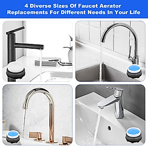 24 PCS Faucet Aerator with 4 PCS Faucet Aerator Key, M16.5 18.5 21.5 24mm Faucet Aerator Removal Tool, ABS Plastic Aerator for Sink Faucet, Faucet Aerator Replacement for Bathroom or Kitchen