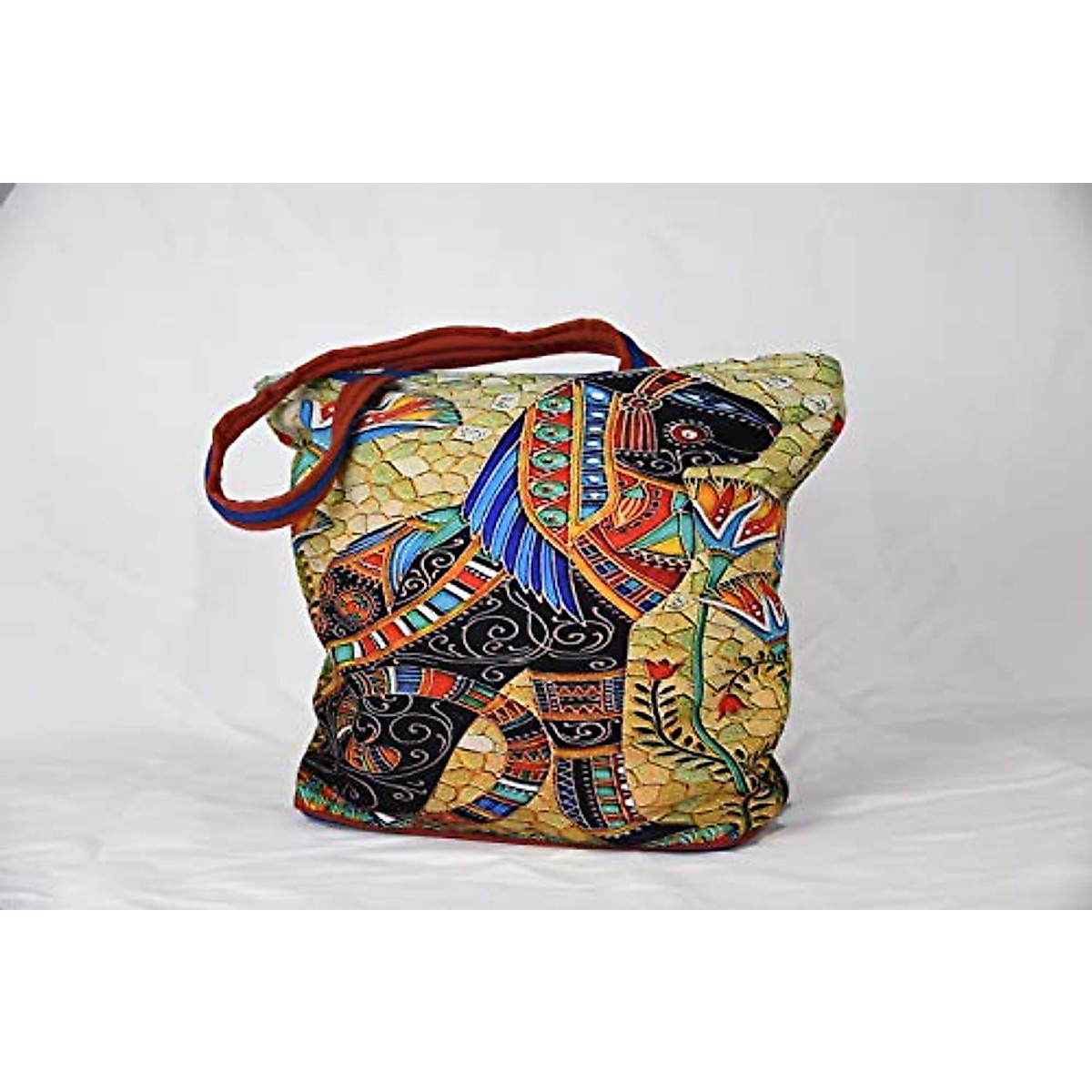 Cat-On-The-Bag Sahara Sands Egyptian Cat Themed Over The Shoulder Sturdy Canvas Purse for Women 1 Main Pocket and 1 Zippered Inside Pocket for Everyday Use