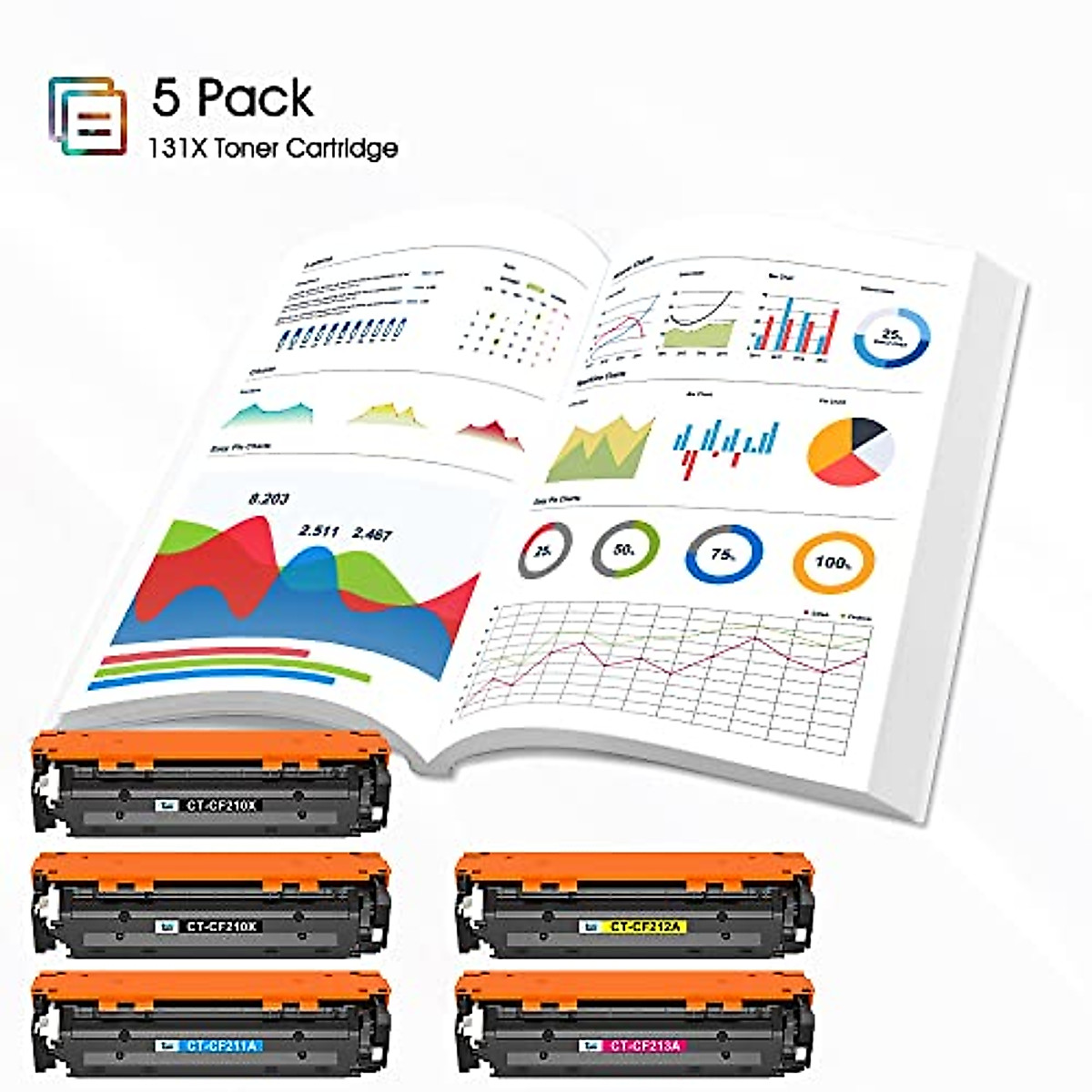 Cool Toner Compatible 131A Toner Cartridge Replacement for HP 131X Pro 200 Color M251nw MFP M276nw M276n M251n CF210X CF210A CF211A CF212A CF213A Printer (Black Cyan Yellow Magenta, 5-Pack)