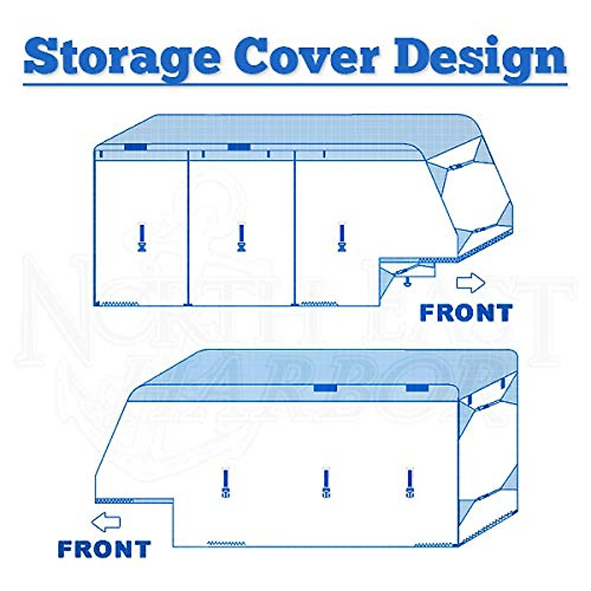 North East Harbor Waterproof Durable Tear-Resistant 5th Wheel Toy Hauler RV Motorhome Cover Fits Length 26'-29' Feet New Fifth Wheel Travel Trailer Camper Zippered Panels 500D Polyester Fabric