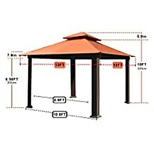 EliteShade USA 12x12 feet Sunumbrella Titan Patio Outdoor Garden Backyard Gazebo with Ventilation and 5 Years Non-Fading,Orange