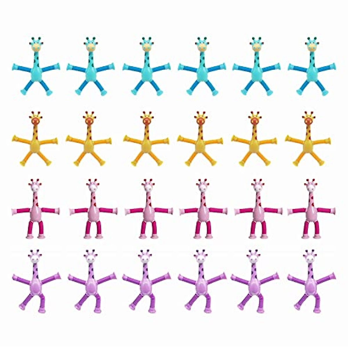 Pop Tube Fidget Toy, Giraffe Tube Toy, Telescopic Suction Cup Tube Giraffe Toy, Cartoon Telescopic Pipe Giraffe, Giraffe Toy Educational, Cartoon Puzzle Parent-Child Interactive Toy (24PC Multicolor)