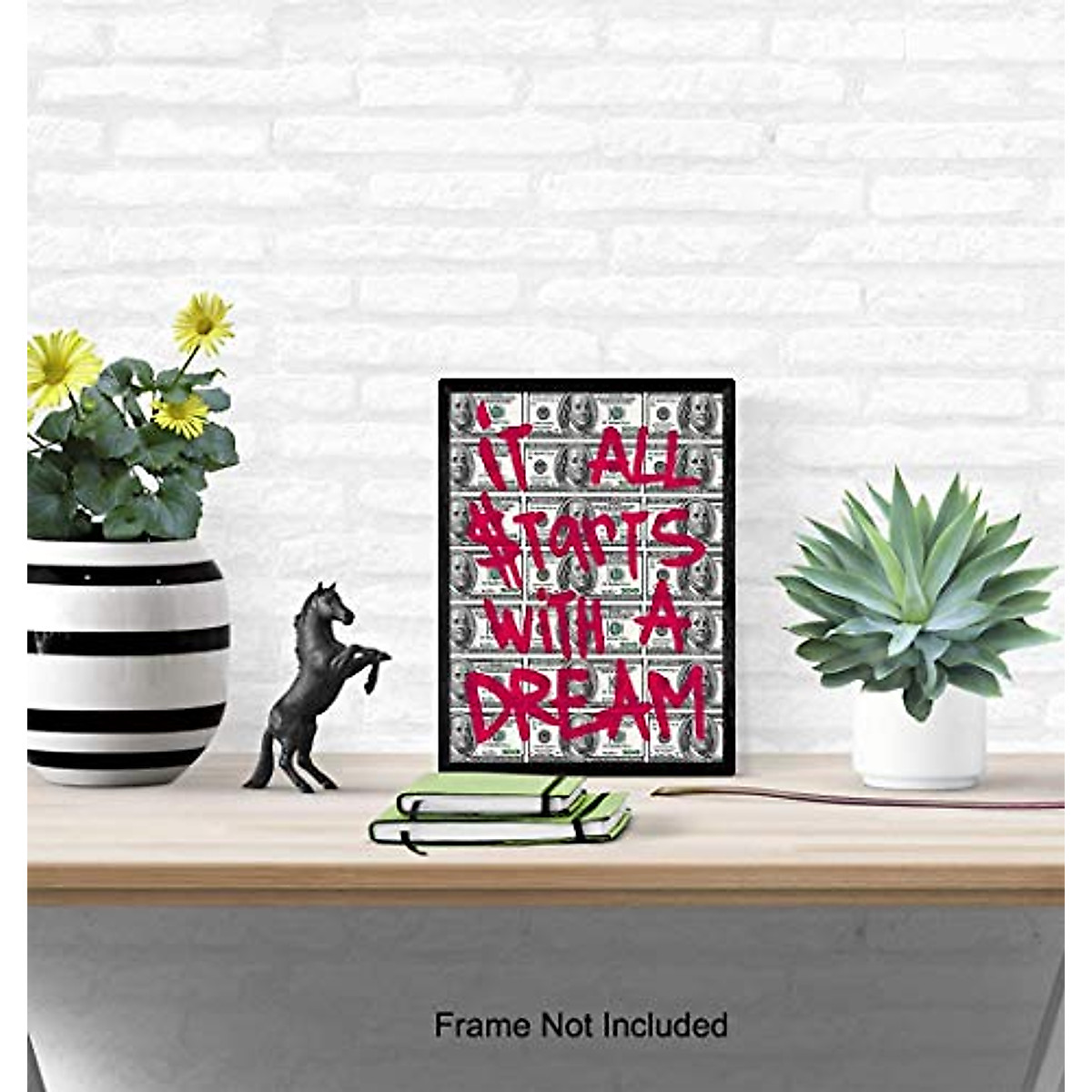 Office Wall Art, Home Decor - Motivational 8x10 Poster Print in Graffiti, Street Art, Mural Style - Unique Room Decorations and Gift for Entrepreneur - Unframed Photo