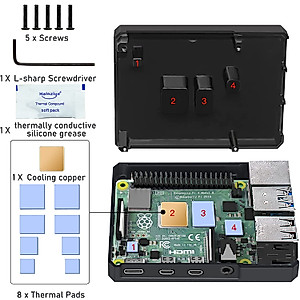 Raspberry Pi 4 Case, Miuzei Aluminiun Raspberry Pi Case Passive Cooling with Heatsink Cooler for Pi 4 Model B 8GB/4GB/2GB