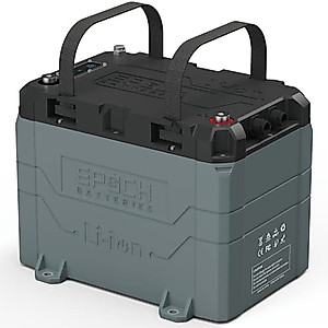 Epoch Batteries 24V 100Ah Marine Battery - Lithium Trolling Motor Battery, 120A Continuous, 200A Max, bluetooth, heating, IP67 waterproof. For Trolling, Kayak, Marine, Ice Fishing