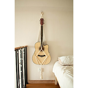 Decocove Guitar Wall Hanger - Macrame Guitar Hanger - Guitar Wall Mount - Boho Guitar Holder for Acoustic Guitar and Electric Guitar