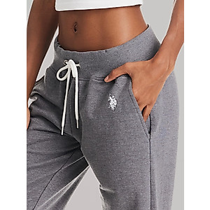 U.S. Polo Assn. Womens Sweatpants Joggers, French Terry Lounge Pants for Women (Charcoal Heather, X-Large)
