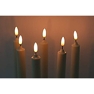 Wondise Window Candles Battery Operated with Remote and Timer, 3D Wick Ivory Taper Candles with Silver Holders and Suction Cups for Christmas Decoration, Set of 6(D0.8 x H10 inch)