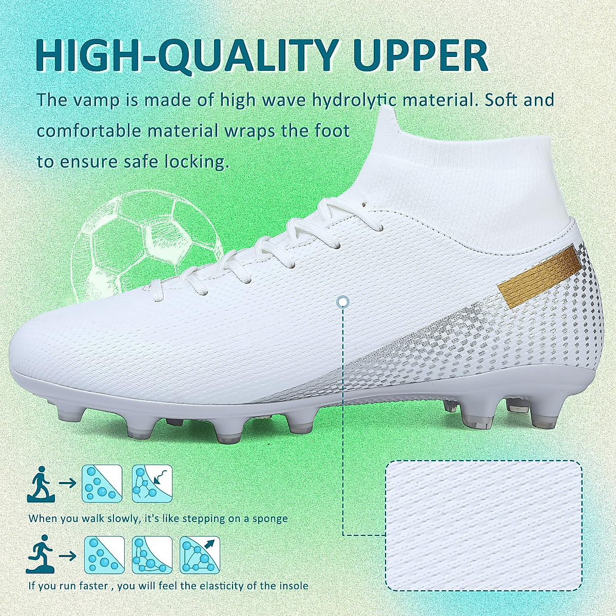 Soccer Cleats Mens Football Cleats Women Tacos de Futbol para Hombre Soccer Shoes for Big Boy Tacos de Futbol Zapatos de Futbol para Hombres Outdoor Soccer Shoes High Top Football Boots AG/FG