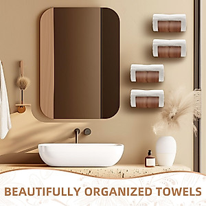 Towel Racks for Bathroom Set of 4 Wall Towel Racks, Versatile Hanging Towel Organizer，Wood Towel Holder for Rolled Towels, Spa, Blanket, Yoga Mat – Easy Installation, Eco-Friendly