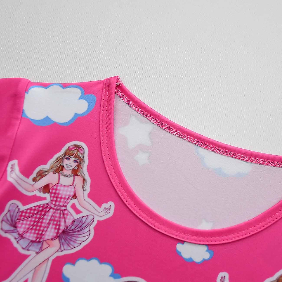 MSSmile-FANKID Girls Bar-Bie Costume Pink Bar-Bie Dress Girls home wear casual dress (4-5Year/120cm,Rose)