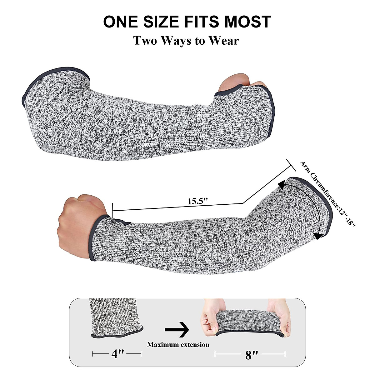 IMENORY Cut Resistant Sleeves, Arm Protectors for Thin Skin and Bruising, Upgrade Work Cooking Gardening Forearm Sleeves with Thumb Hole Arm Guards for Men Women Garden Kitchen Yard Work 1 Pair