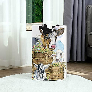 Tarity Cow Sheep Laundry Hamper 52L Large Laundry Baskets Oxford Collapsible Dirty Clothes Tote Storage Bag with Handles Foldable Washing Basket Bin for Bedroom Bathroom Closet